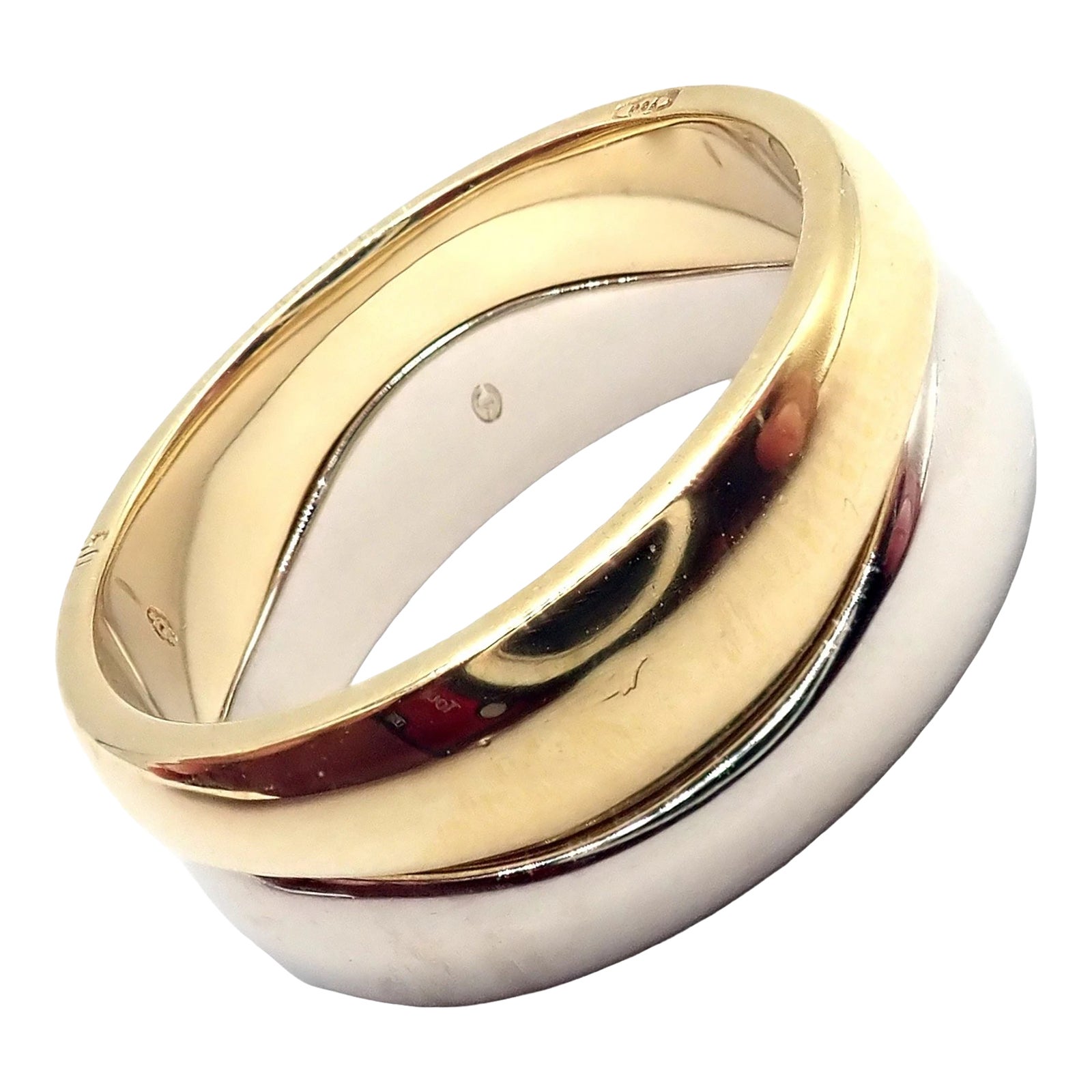 Late 20th Century Cartier Yellow & White Gold Two Stacking Puzzle Band ...