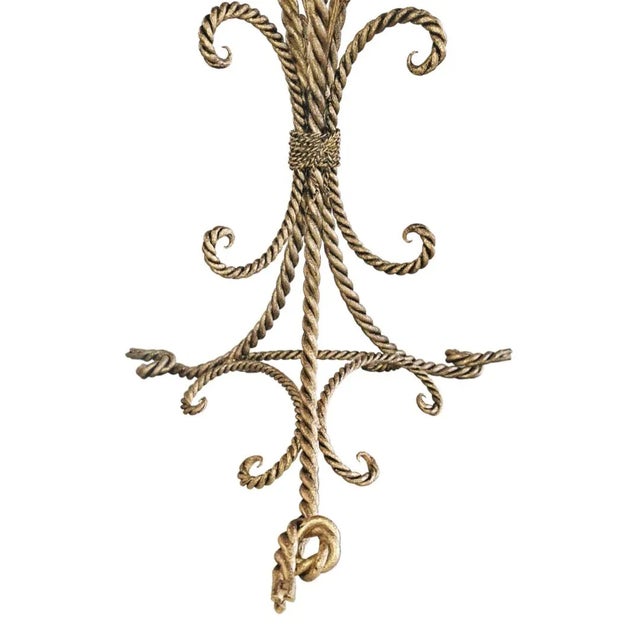 1930’s Italian Hollywood Regency Twisted Iron Rope & Tassel Glass Top ...