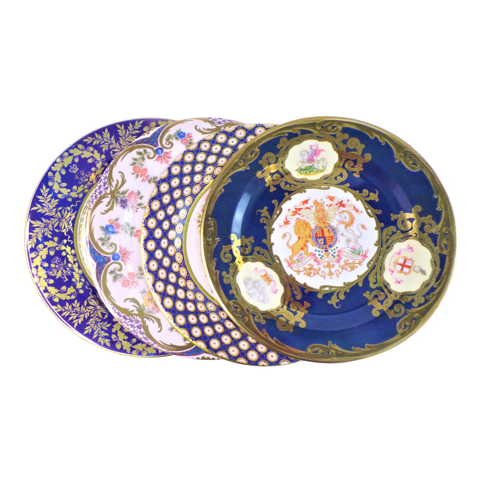 Enameled Tin English Plates - Set of 4 | Chairish