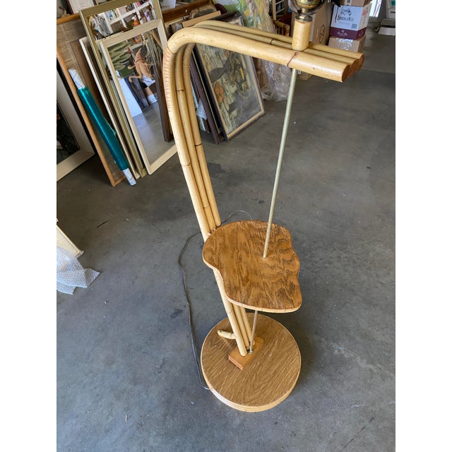 1950s Googie Asymmetric Pole Floor Lamp With Side Table & Fiberglass ...