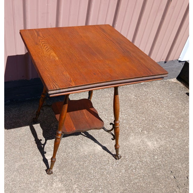 Antique Victorian Oak Parlor Table With Claw Feet 1890s | Chairish