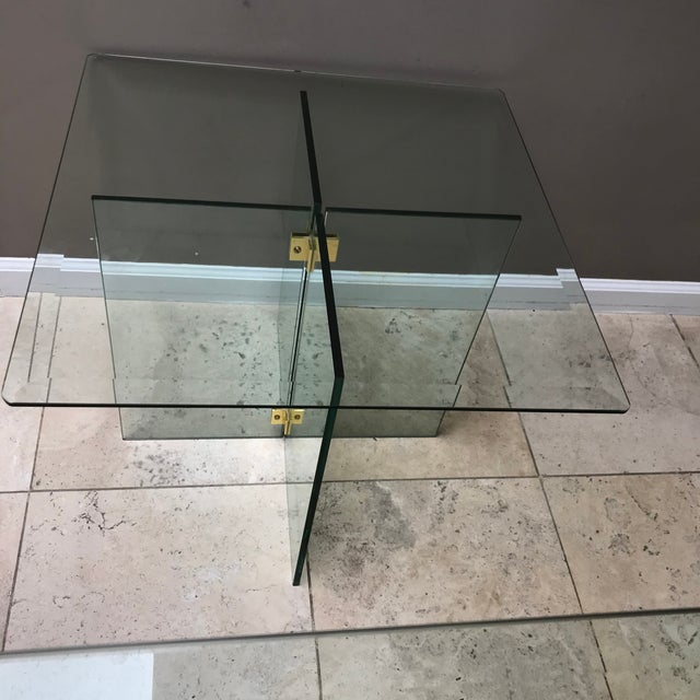1970s Pace Glass Brass End Table | Chairish