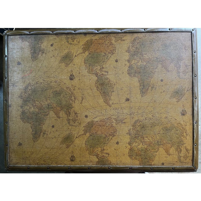 Late 20th Century Maitland-Smith Old World Map Trunk Style Coffee Table | Chairish