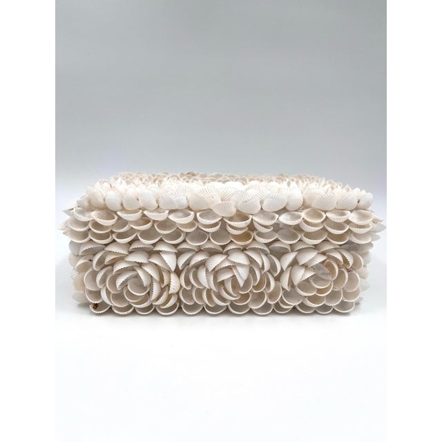 Late 20th Century Vintage White Scallop Shell Rosette Covered Box ...