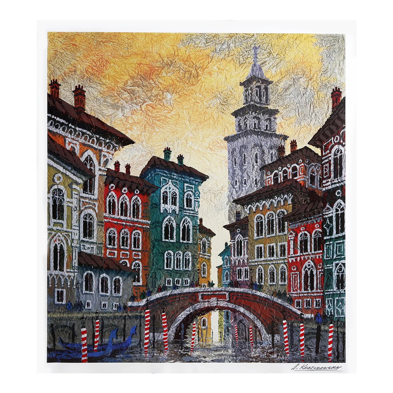 Venice Yellow Sunset, Anatole Krasnyansky Seriolithograph, Signed in ...