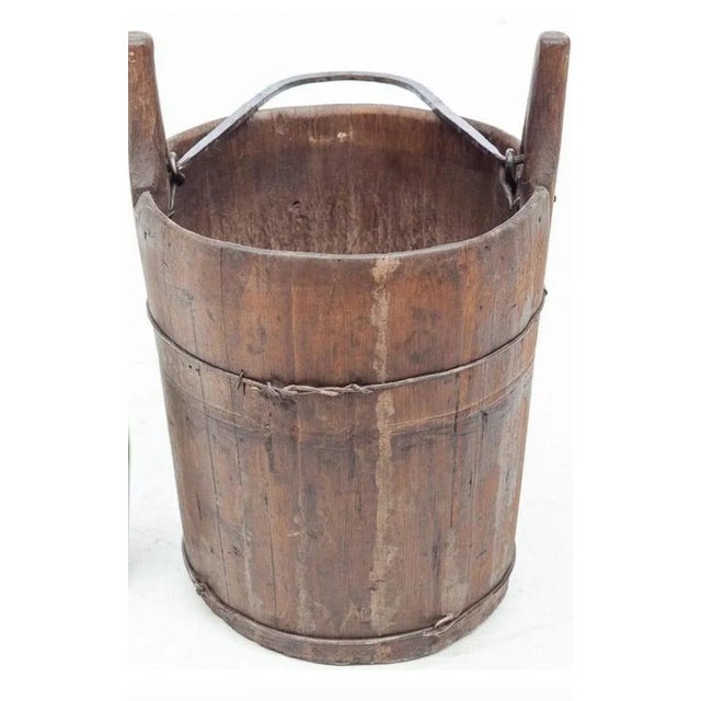 Large Rustic 19th Century American Iron Banded Wooden Stave Well Bucket ...
