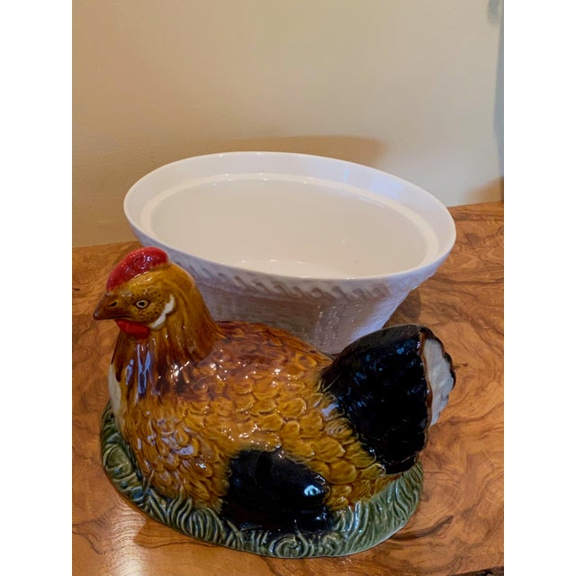 1980 Large Ceramic Hen Rooster Hand Painted Signed Tureen 2 Piece ...