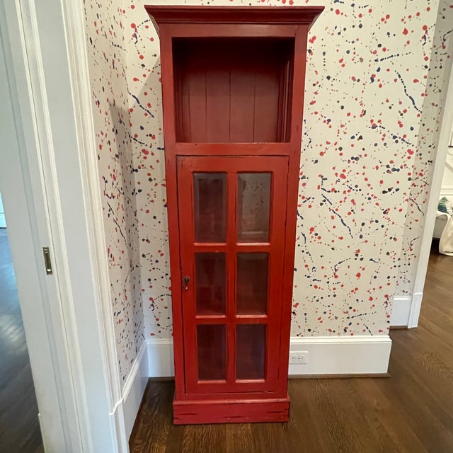 Bramble Narrow Red Bookcase Cabinet | Chairish