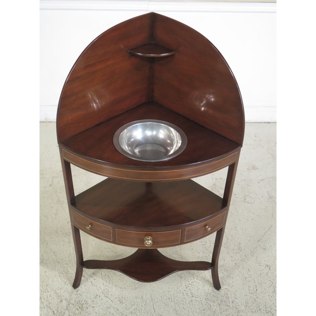 Kittinger Inlaid Mahogany Corner Washstand | Chairish