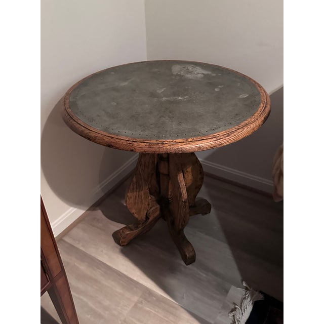 Arhaus Round Table With Tin Top | Chairish