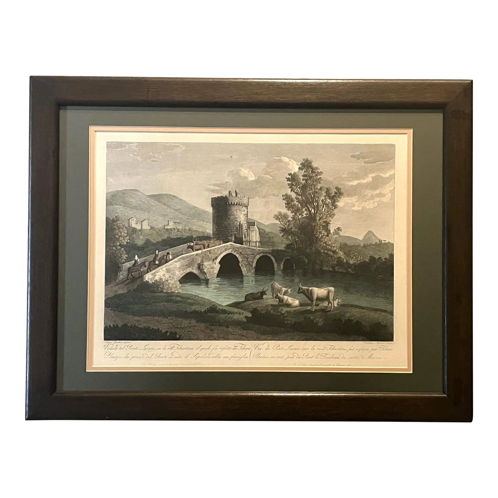 Antique Italian Colored Engraving | Chairish