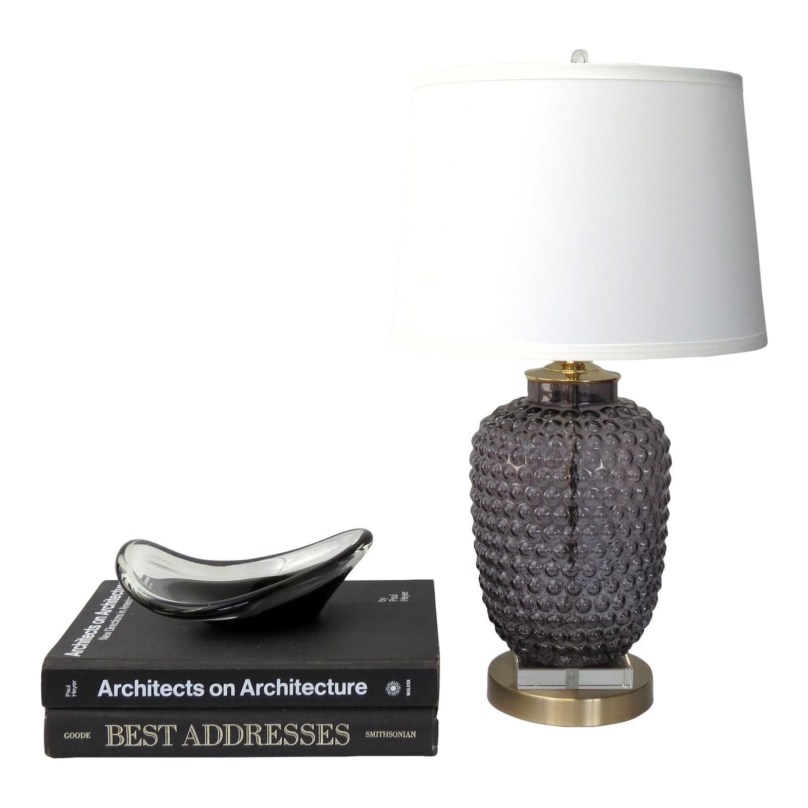 Vintage Retro Gray Smoke Glass Bubble Lamp by C. Damien Fox | Chairish