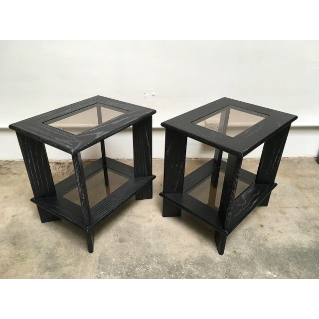 1980s Mid-Century Modern Cerused Oak Side Tables - a Pair | Chairish