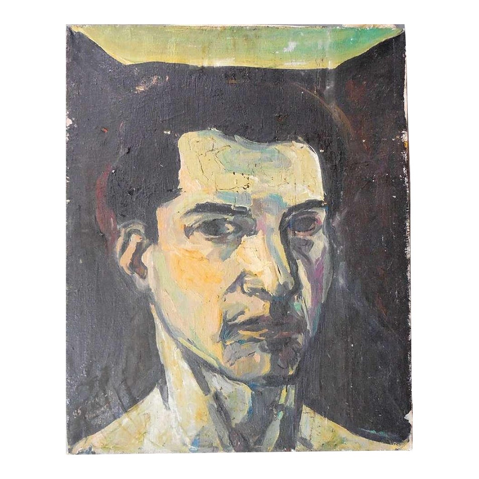 Elie Shamir, portrait of a man, 1985 | Chairish