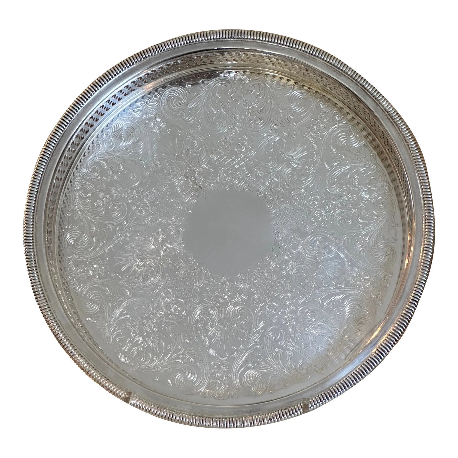 Rogers Reticulated Silver Plate Gallery Tray | Chairish