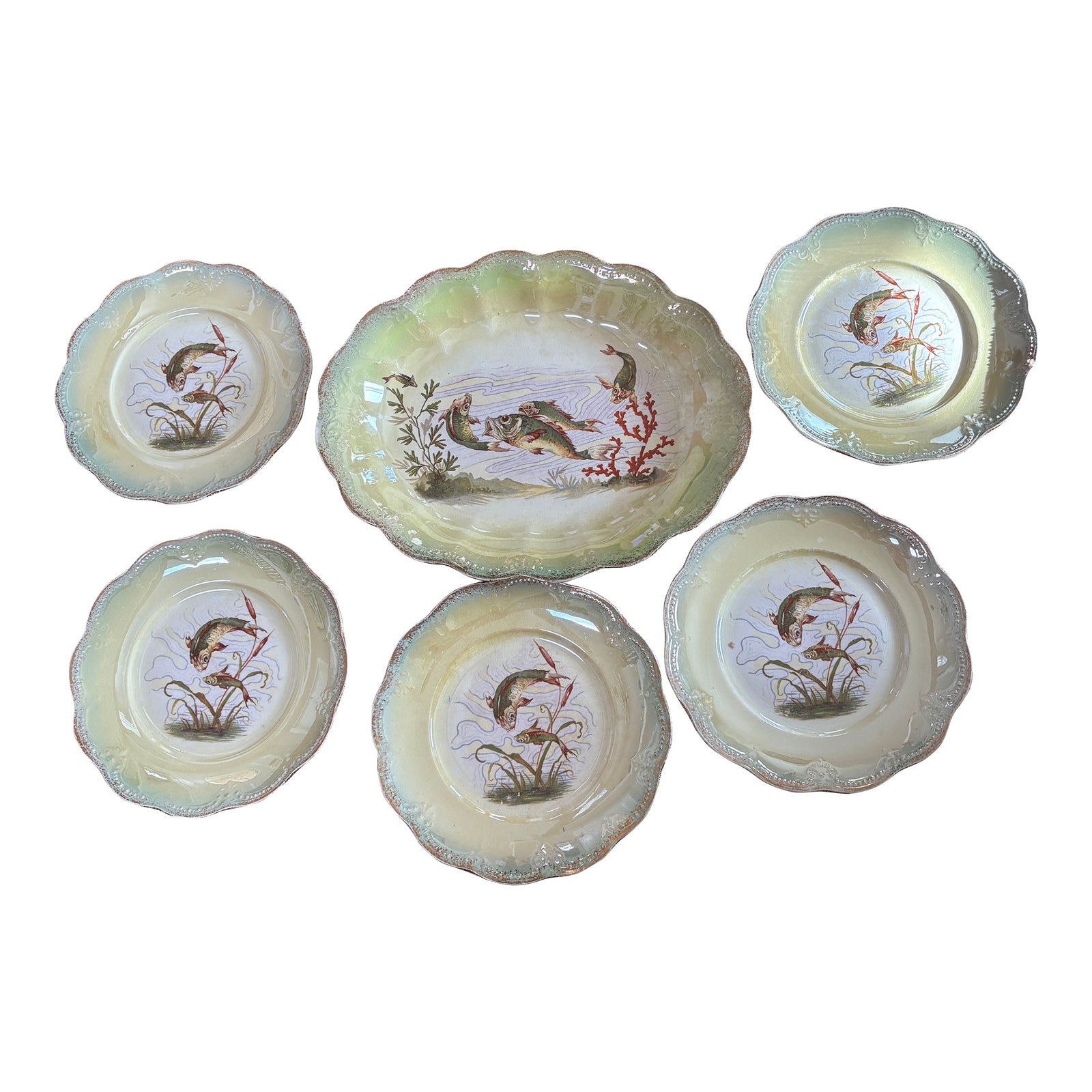 Limoges Fish Service With Platter and Five Plates Circa 1880-1890 - Set ...