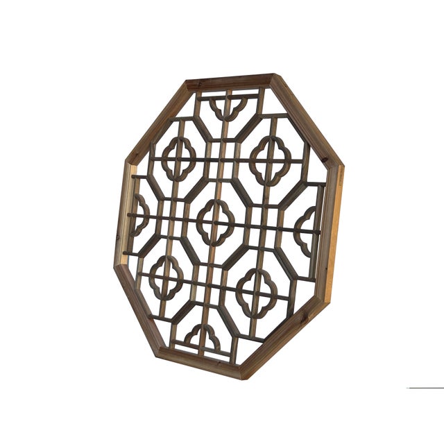Oriental Raw Wood Octagonal Flower Geometric Pattern Wall Panel Ws4010 ...