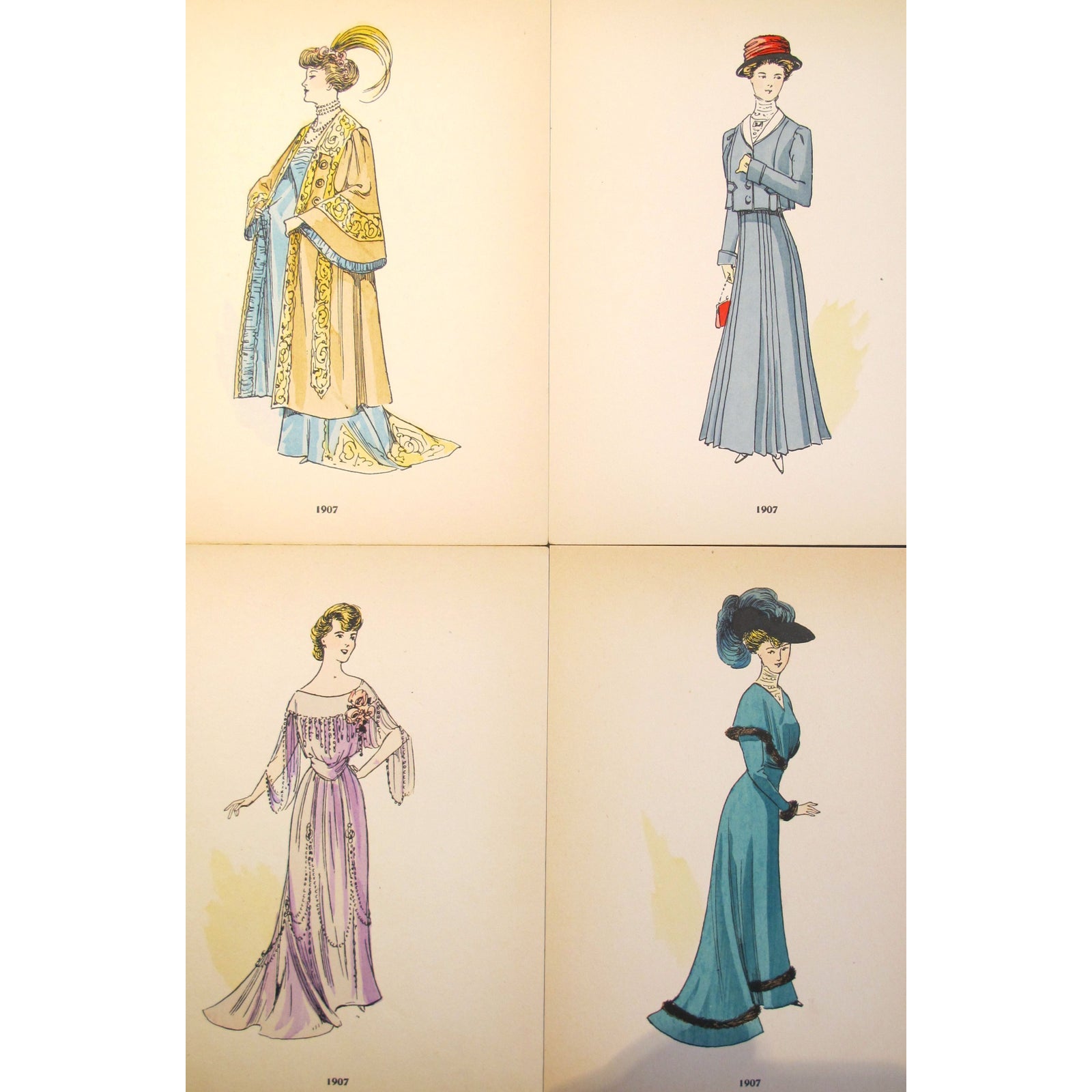 Original 1907 French Fashion Plates - Set of 4 | Chairish