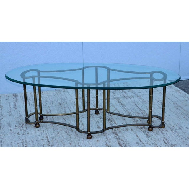 1970's Mastercraft Racetrack Brass Oval Coffee Table | Chairish