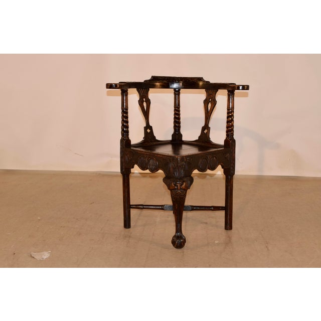 18th C. Carved Oak Corner Chair | Chairish