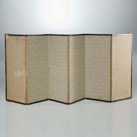 Early 20th Century Japanese 6-Panel Gouache and Gold Leaf Painted Table ...