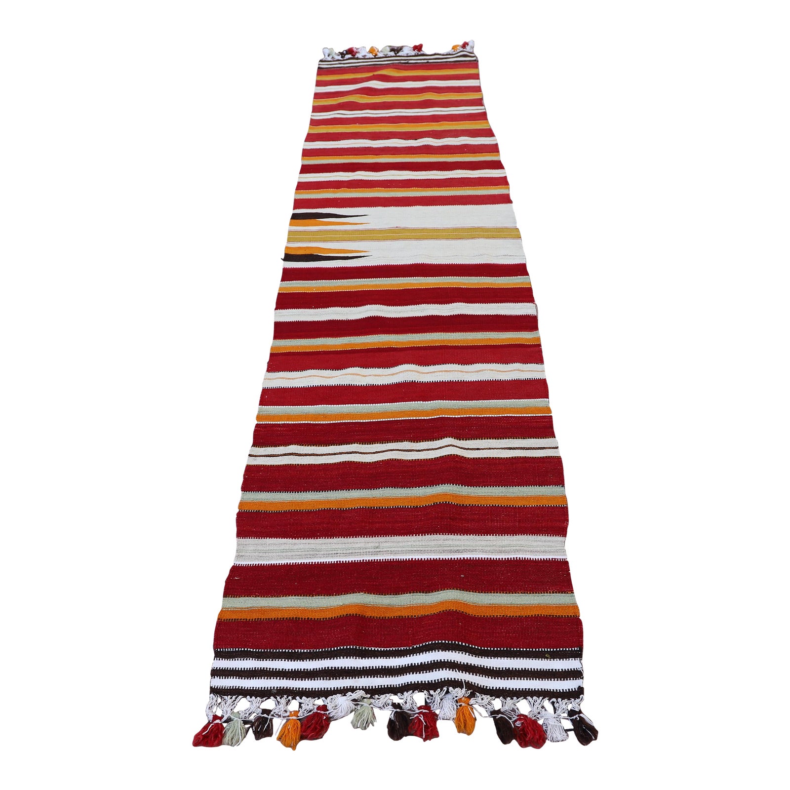 1970s Farmhouse Red Striped Kilim Runner Rug | Chairish