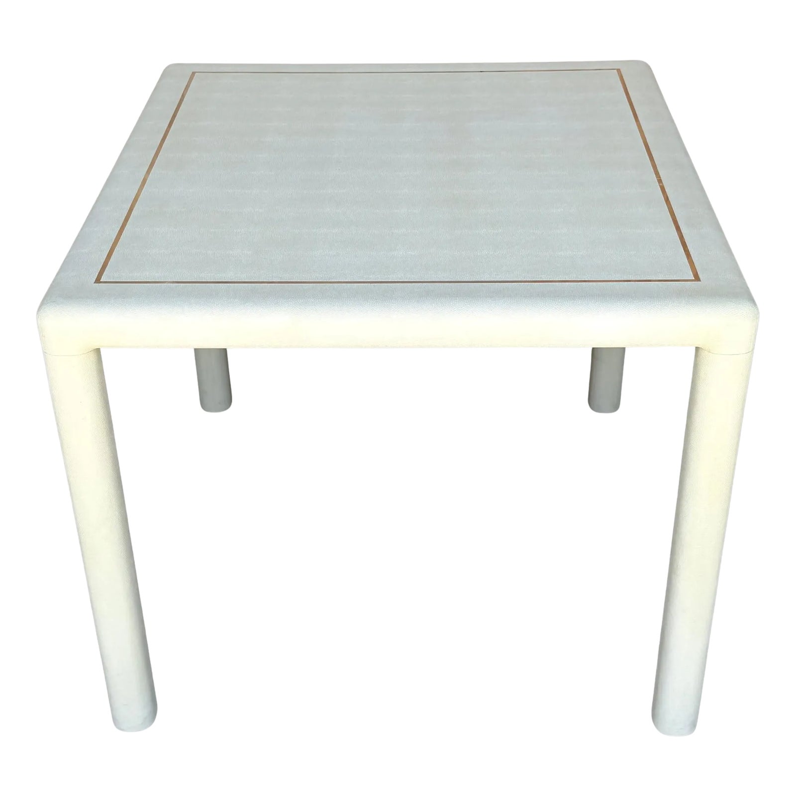 White Lizard Leather & Chrome Parsons Games Table, Attributed Karl ...