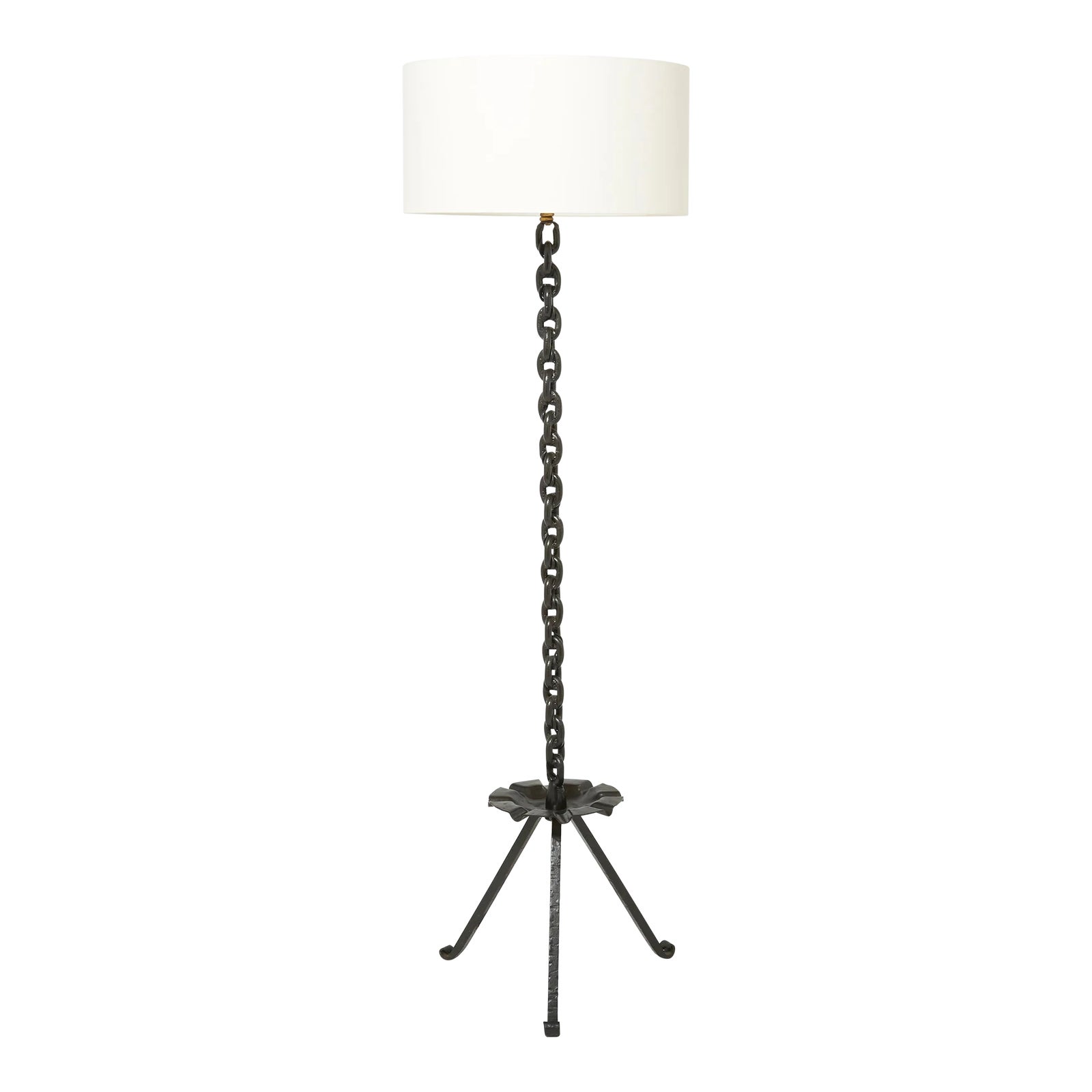 1967 Mid-Century Signed Jacques Vidal French Wrought Iron Floor Lamp ...