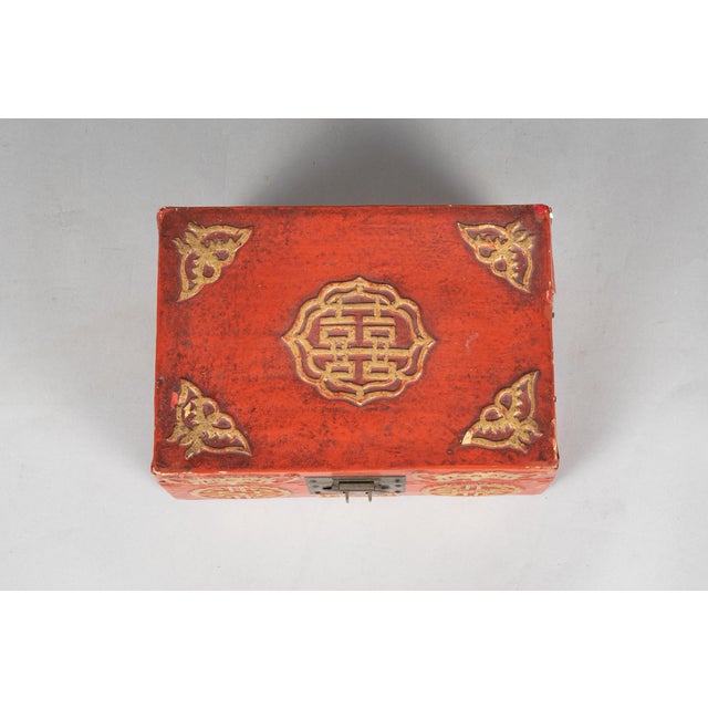 Late 19th Century Chinese Export Red Lacquered Box | Chairish