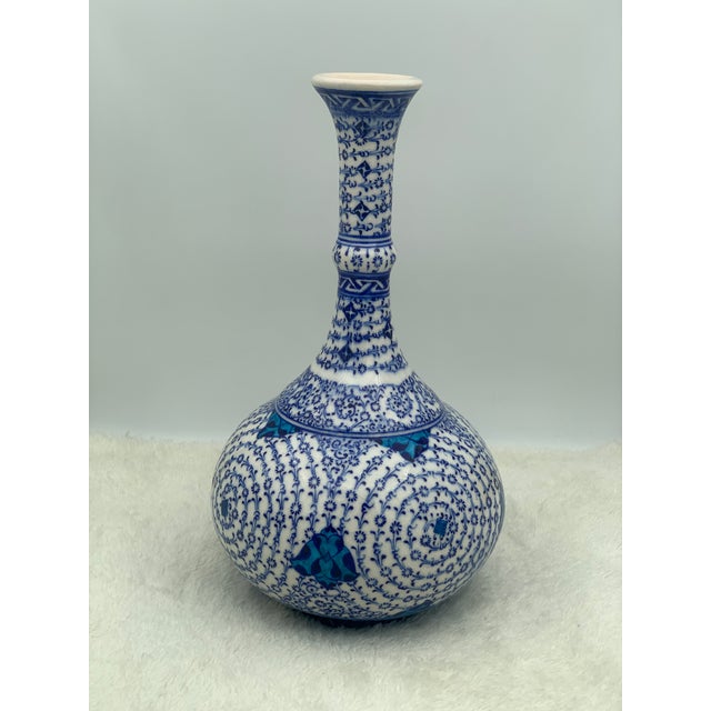 1960s Blue Handmade Turkish Decor Vase | Chairish