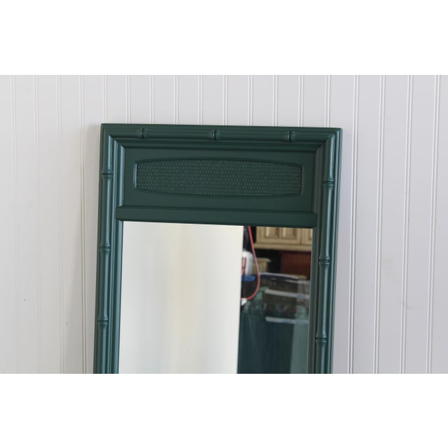 Pair of Mid Century Faux Bamboo Green Mirrors | Chairish