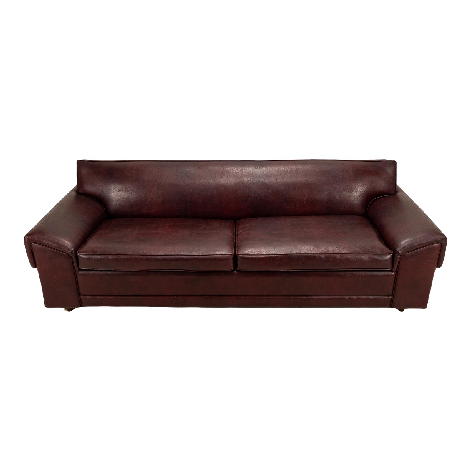 1960s Mid Century Modern Castro Convertible Naugahyde Long Sofa in Dark ...