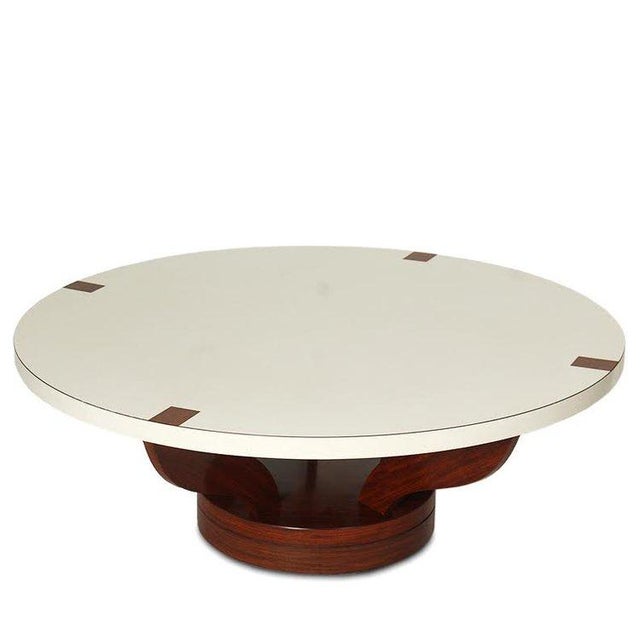 1990s Vintage Lazy Susan Coffee Table With Rosewood Arched Legs | Chairish