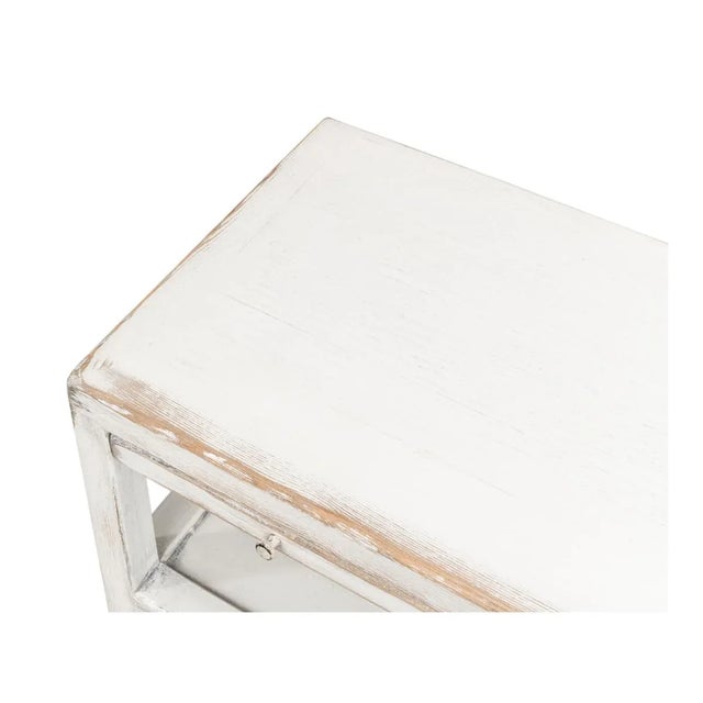 Rustic Antiqued White Stand | Chairish