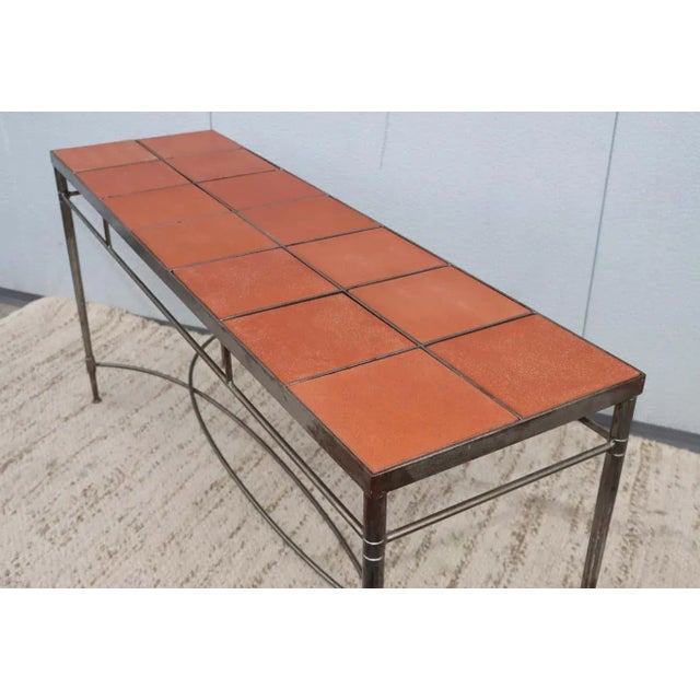 1970's Italian Iron Console Table with Impruneta Terracotta Tile ...