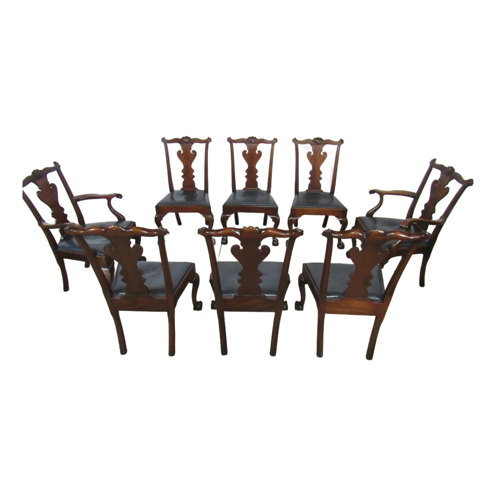 Set of 8 Vintage Kittinger Mahogany Dining Chairs with Claw Feet | Chairish