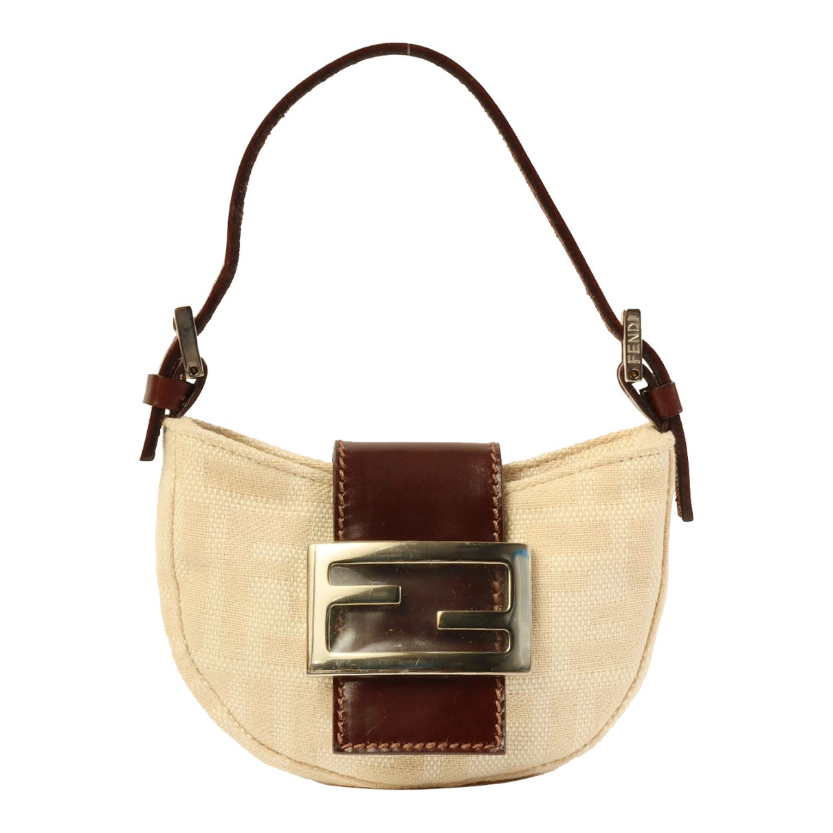 Fendi Ff Pattern Mini Mamma Baguette Light Beige/Brown | Chairish