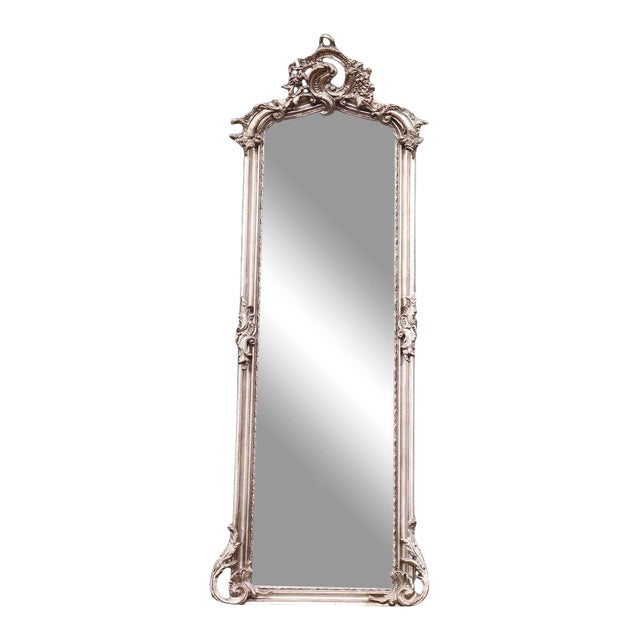 1990's Italian Rococo Style Full Length / Floor Mirror in Silver Leaf ...