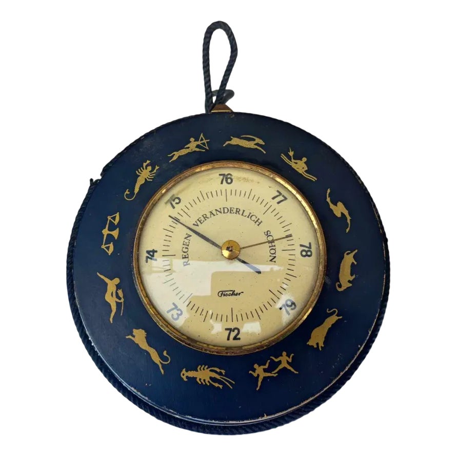 Art Deco Wooden Barometer with Zodiac Signs from Fischer, 1920s | Chairish