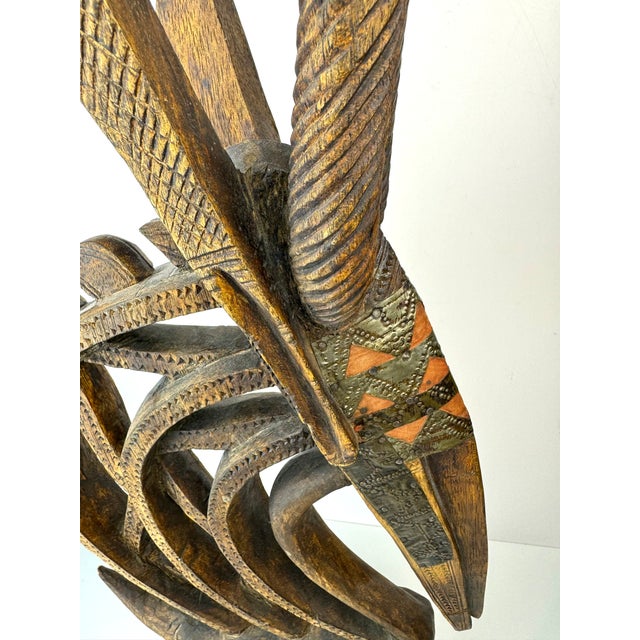 1980s Vintage West African Art Wood Hand Carved Sculpture | Chairish