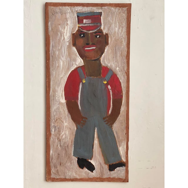 1980s Vintage Jimmy Lee Sudduth Folk Art Painting “Farmer” | Chairish