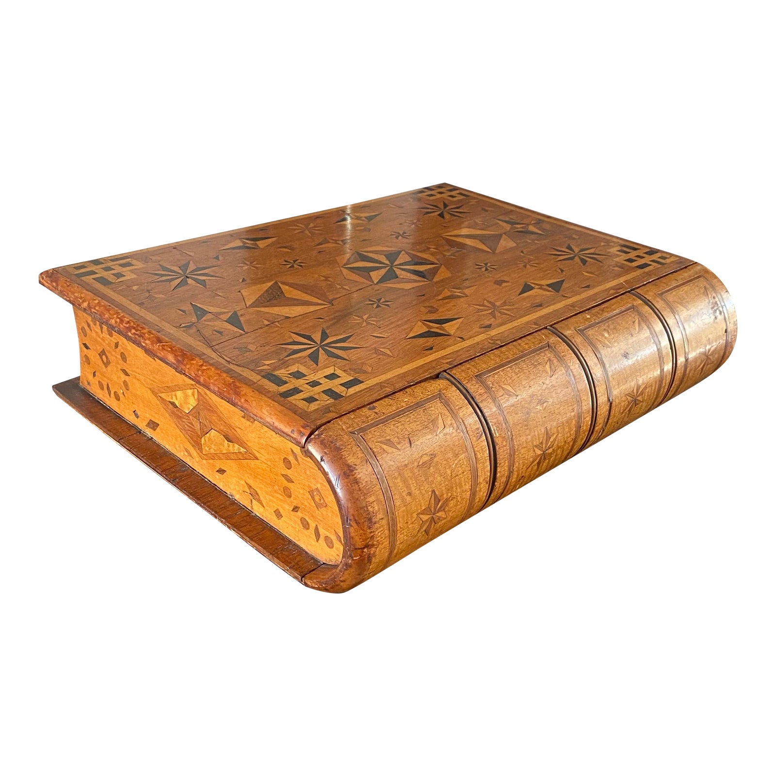 Mid 19th Century Vintage Inlaid Wooden Box | Chairish