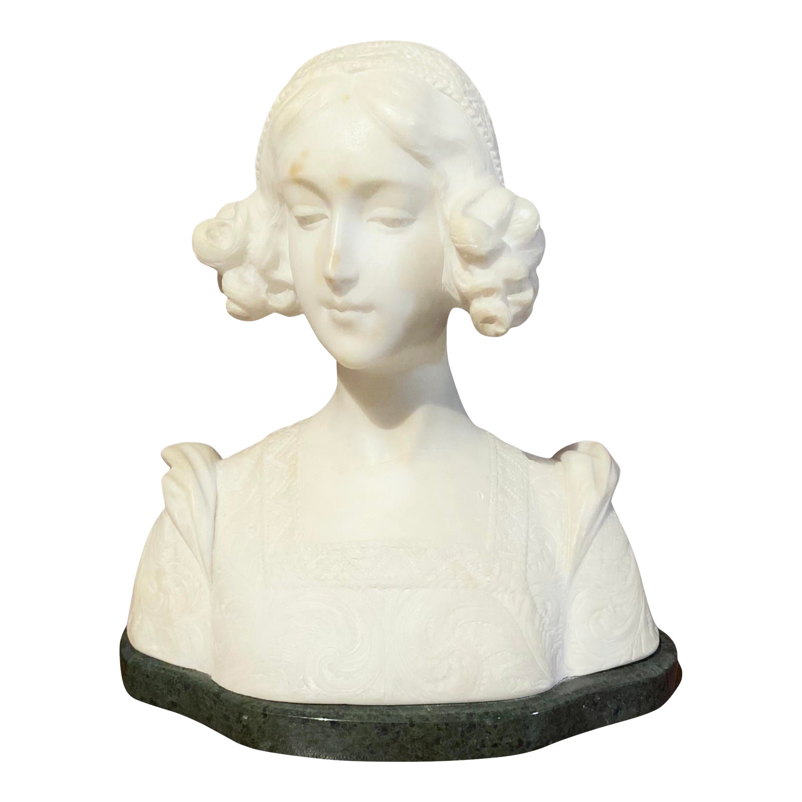 Adolfo Cipriani (1857-1941) Alabaster Bust of a Young Lady | Chairish