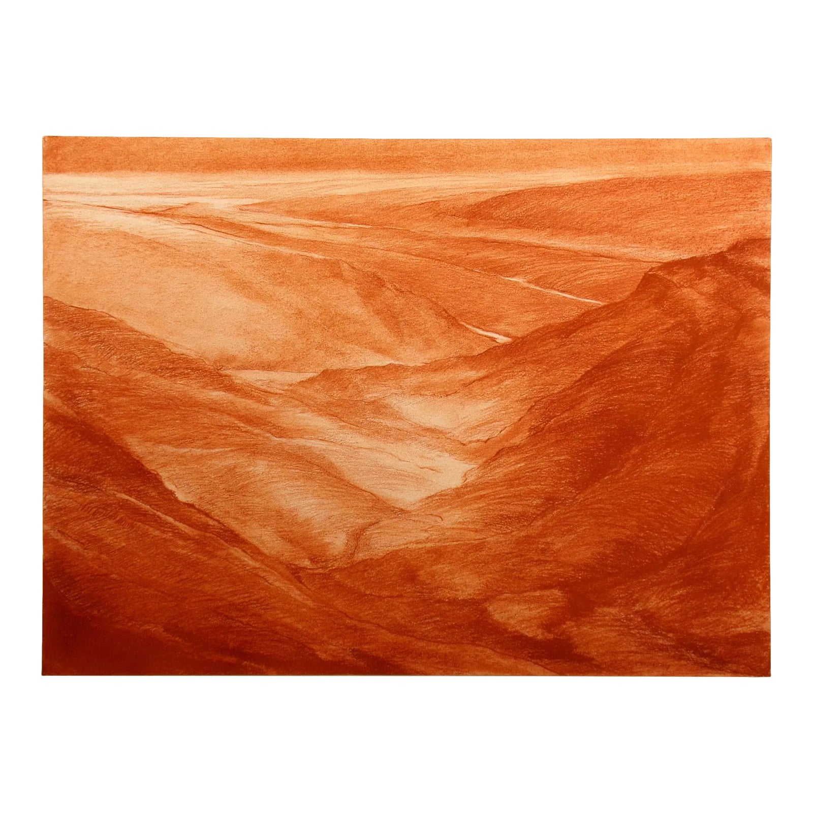 1980s "Sepia Canyon" Conte Crayon Drawing by James Conaway | Chairish