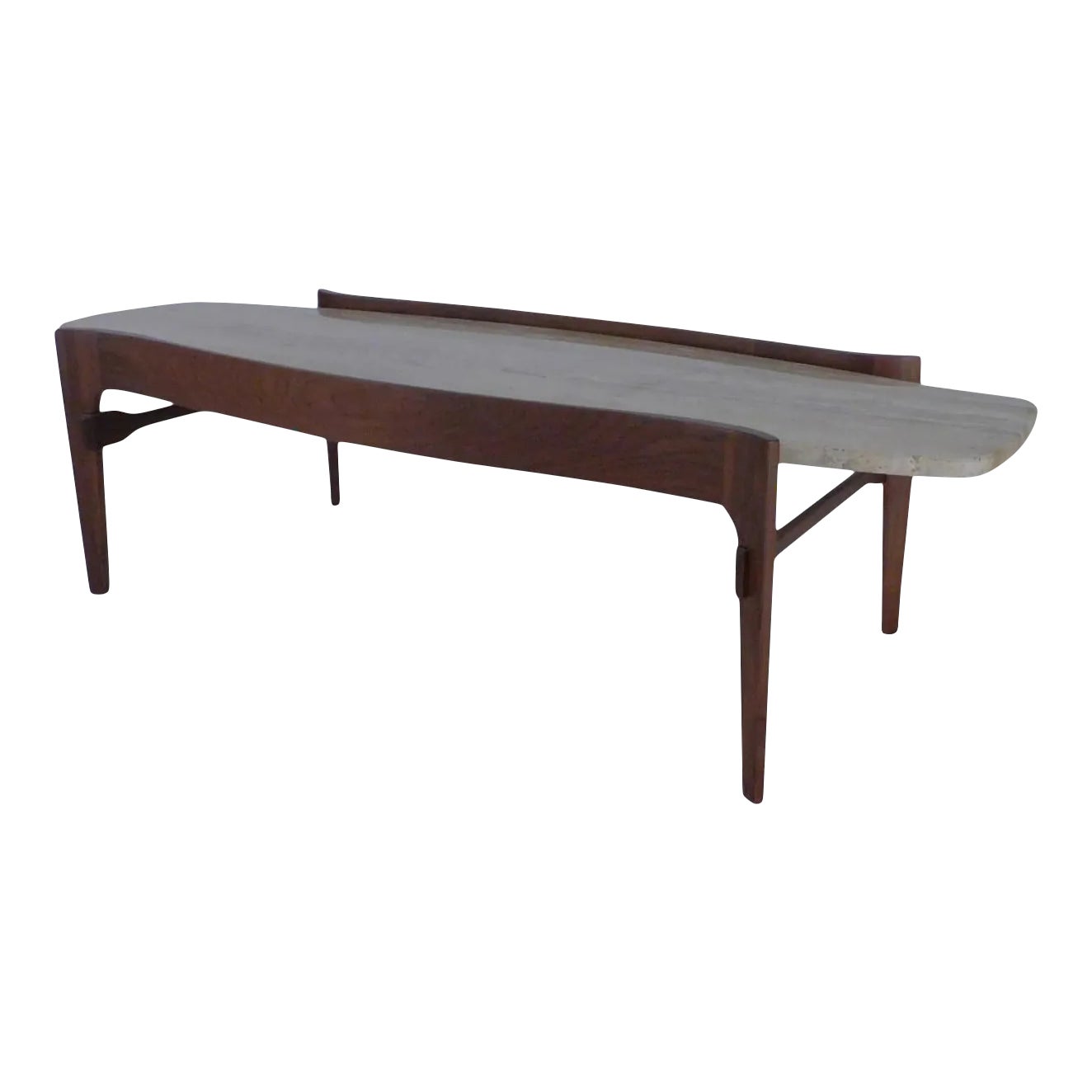 Bertha Shafer Singer & Sons Walnut and Marble Coffee Table | Chairish