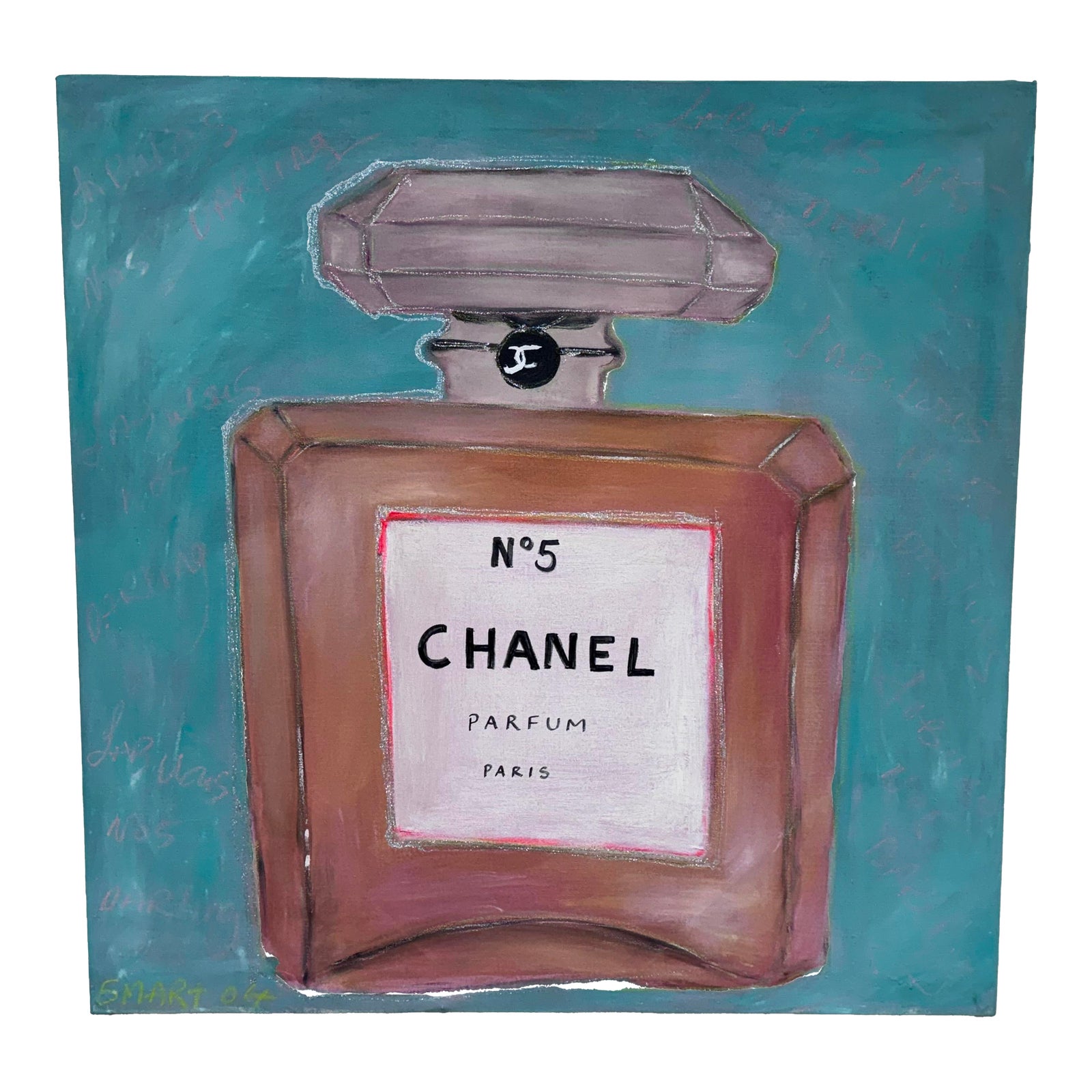 Circa 2004 Mandy Smart Original Acrylic Painting "Chanel No. 5" | Chairish