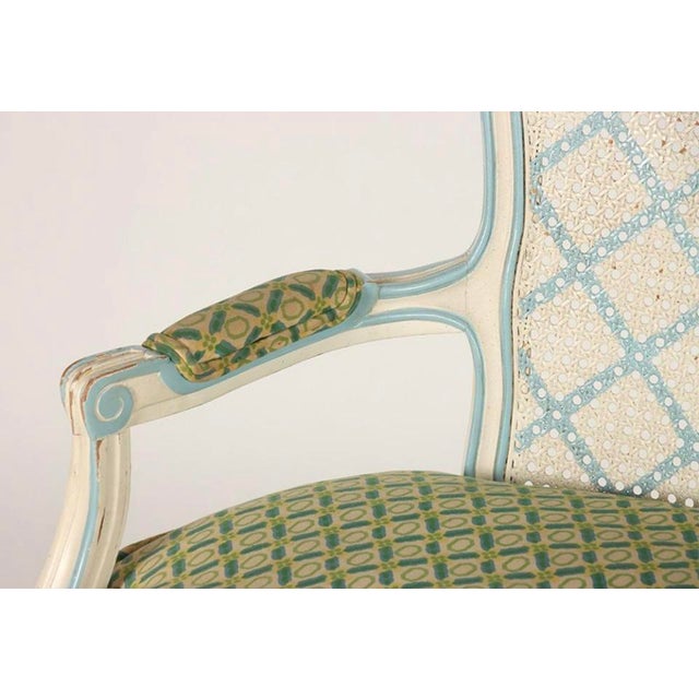 Mid Century French Louis XV Style Cane Arm Chair Painted With ...