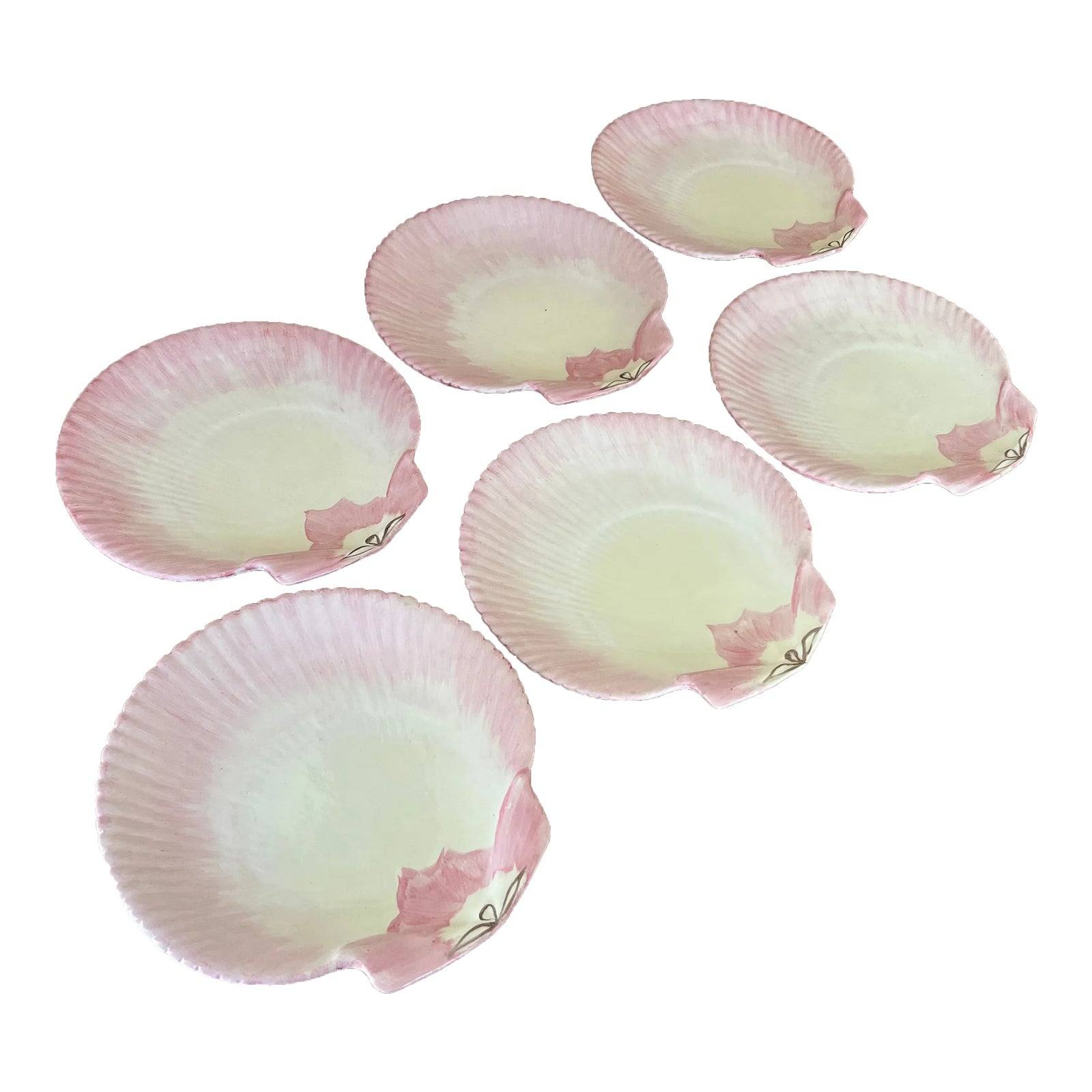 Rare Signed Dodie Thayer Palm Beach Pink Scallop Shell Plates- Set of 6 ...