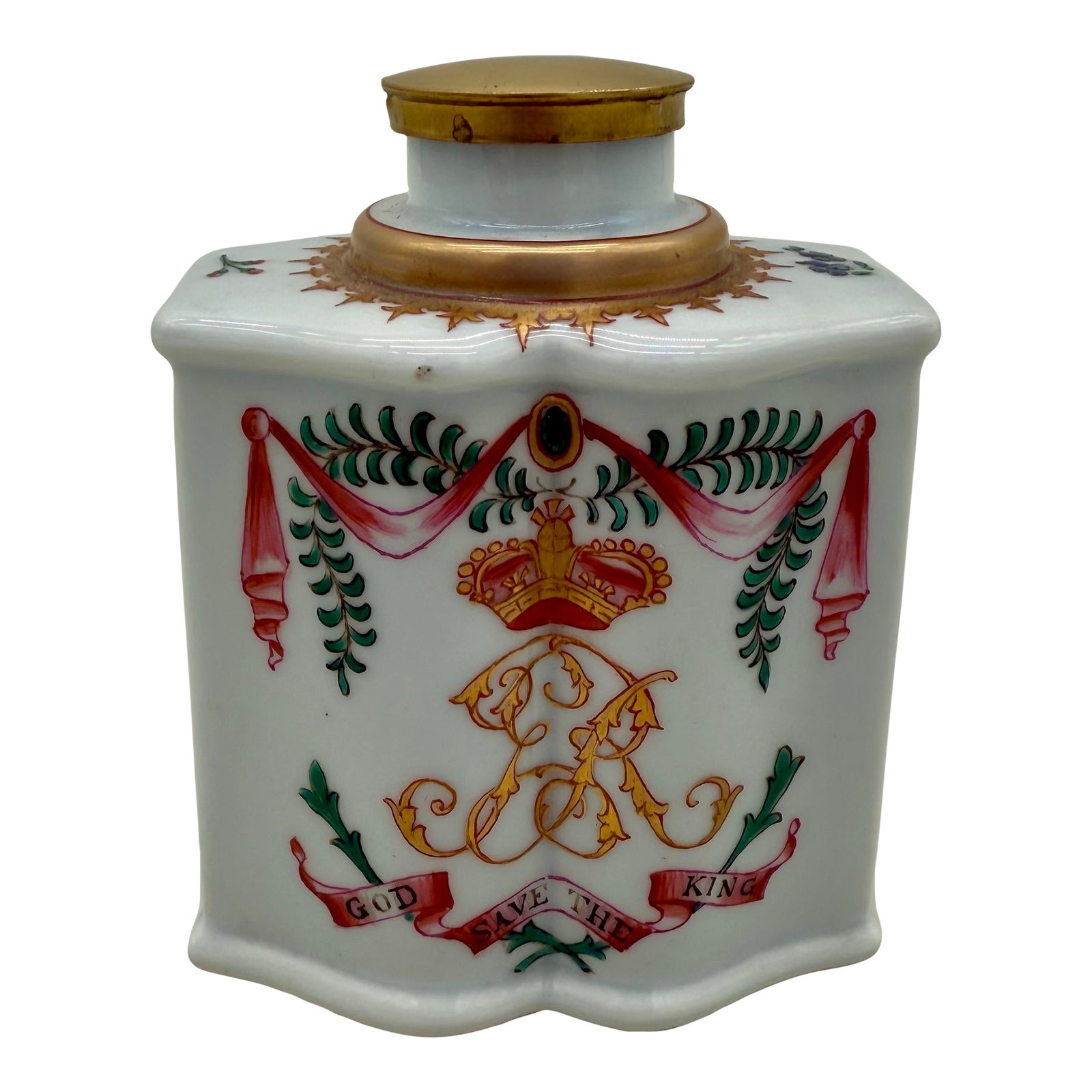 Edmé Samson Paris Porcelain Tea Caddy — “God Save the King,” 19th ...