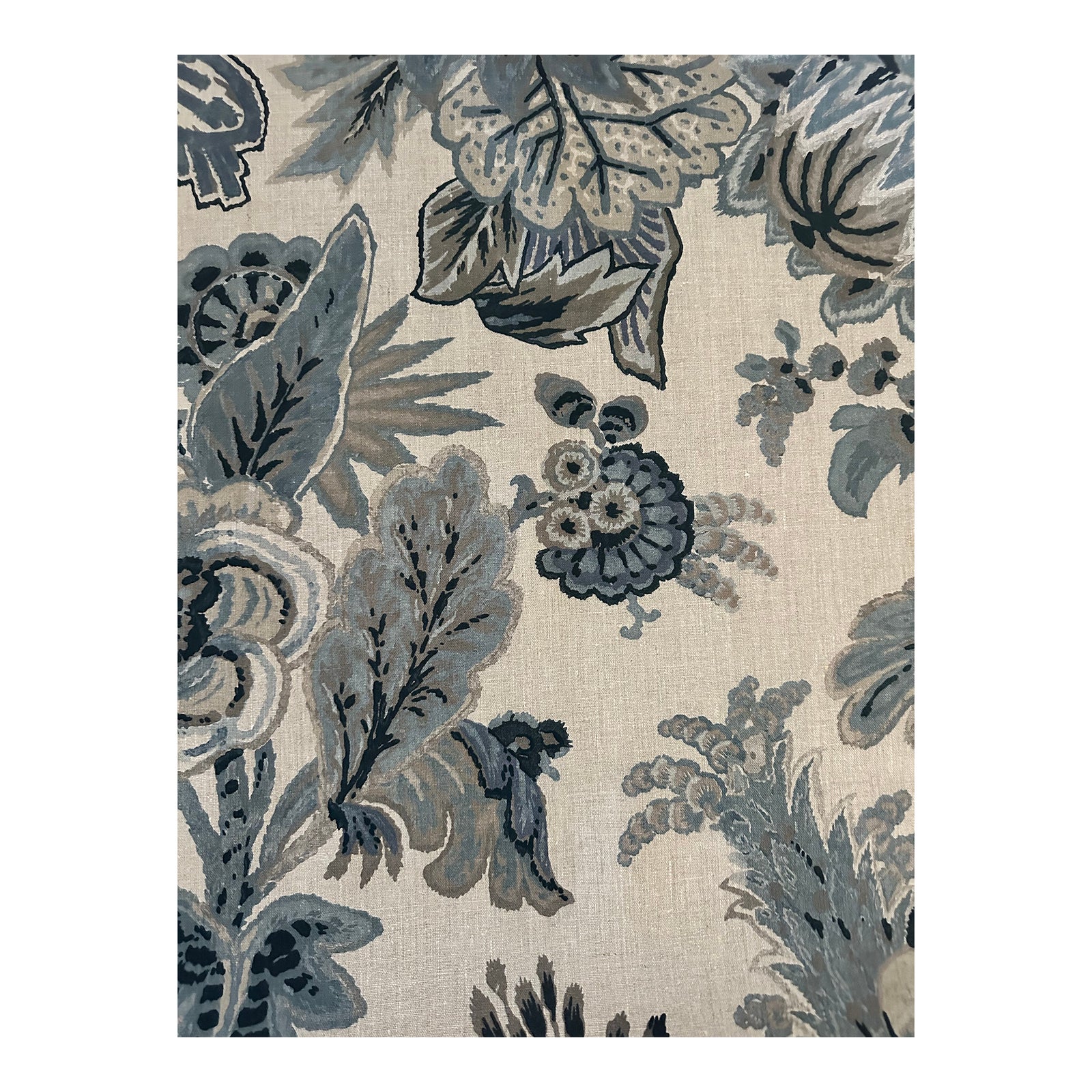 Thibaut F910214 Floral Gala Slate Blue and Flax Fabric 1 6/8 Yards ...